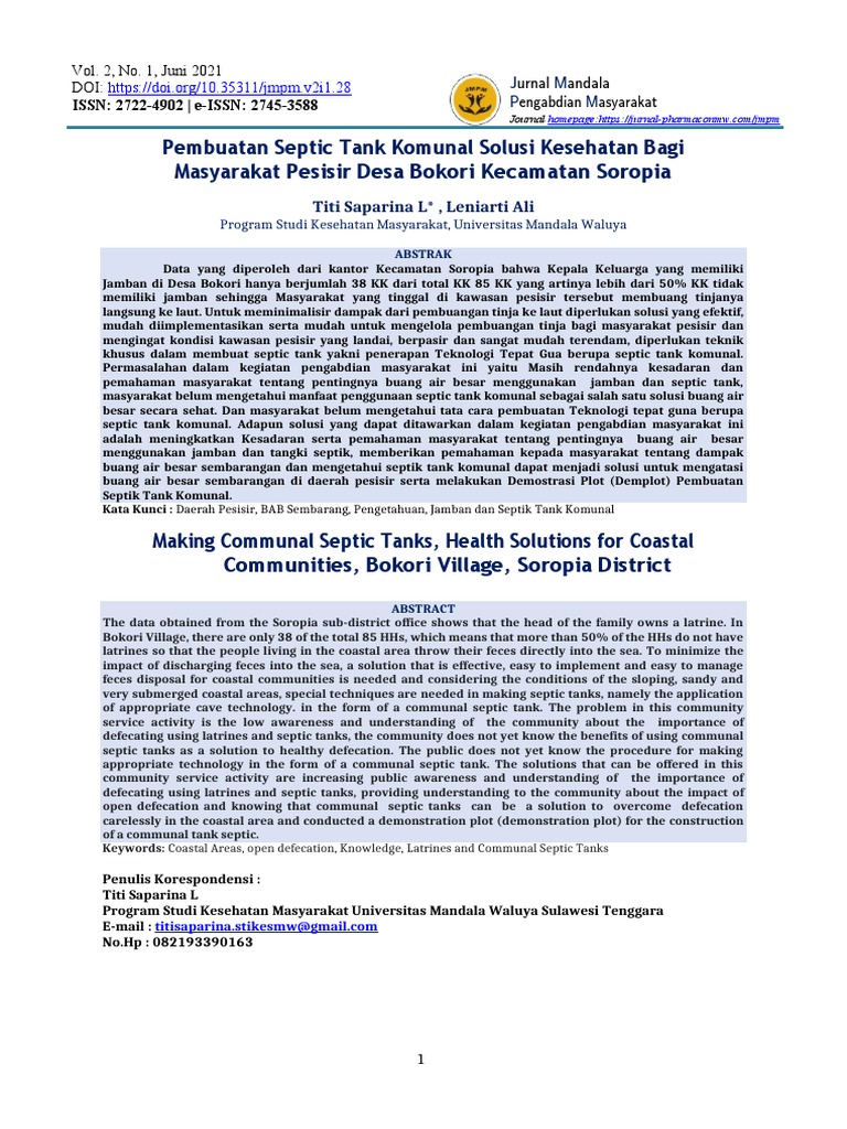 Solusi Septik Tank Komunal di Bokori | PDF | Sains & Matematika