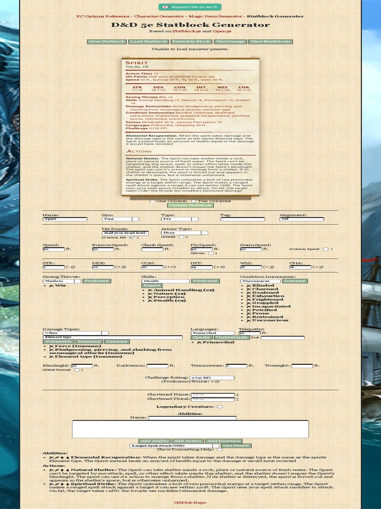 D&D 5e Statblock Generator 3 | PDF | Role Playing Games