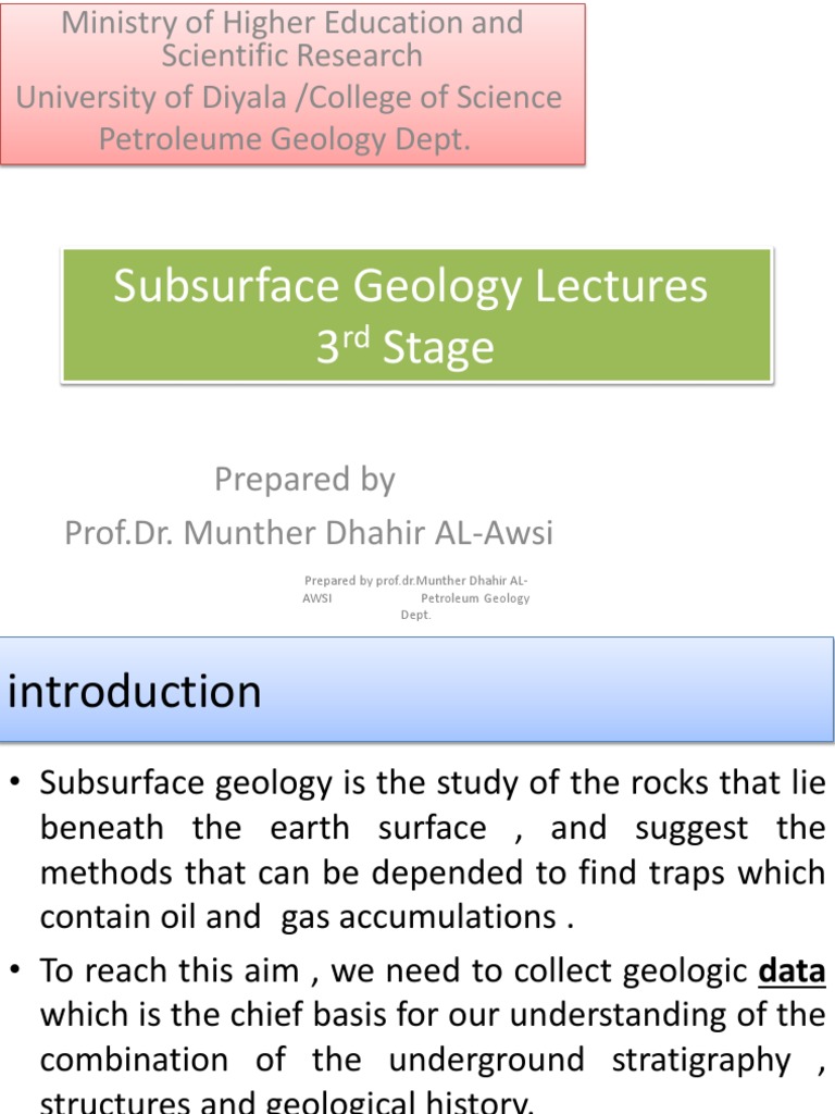 Subsurface Geology Lecture1 Pdf Petroleum Petroleum Geology