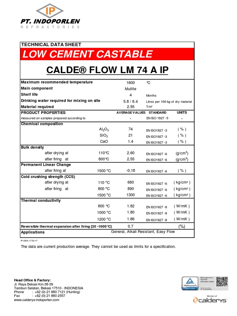 TDS Calde Flow LM 74 A Ip | PDF | Density | Physical Chemistry