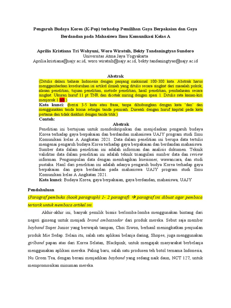 12 Template Artikel Ilmiah 2021 + Contoh | PDF