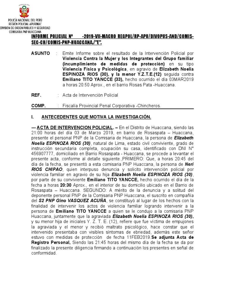 INFORME POLICIAL Incumpli Medidas | PDF