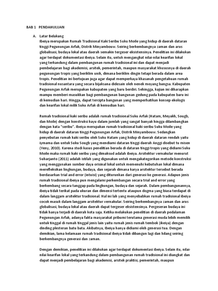 Dokumentasi Rumah Tradisional Ibeiya Suku Moile | PDF | Ilmu Sosial