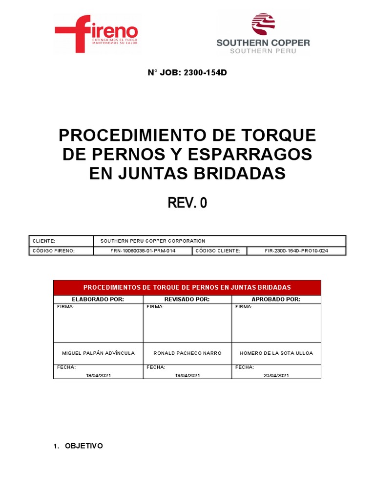 FIR-2300-154D-PRO19-024 Procedimiento de Torque en Juntas Bridadas ...