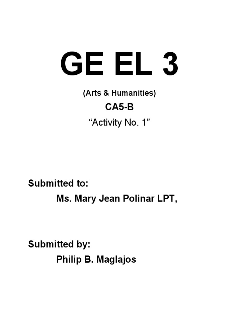 Activity No. 1 (Ge Elect 3) | PDF | Philippines | Popular Culture