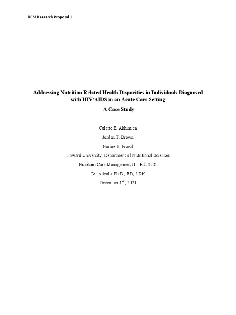 Research Proposal Final Draft | PDF | Hiv/Aids | Management Of Hiv/Aids