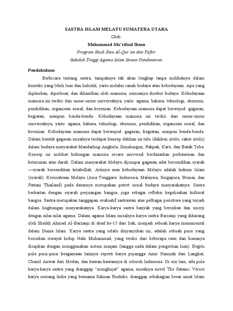 BSN 7 - Presentasi 4 - Sastra Islam Melayu | PDF