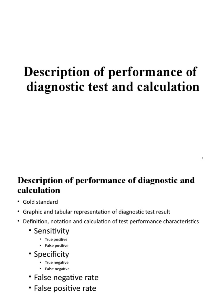 Description of Performance of Test | PDF | Sensitivity And Specificity ...