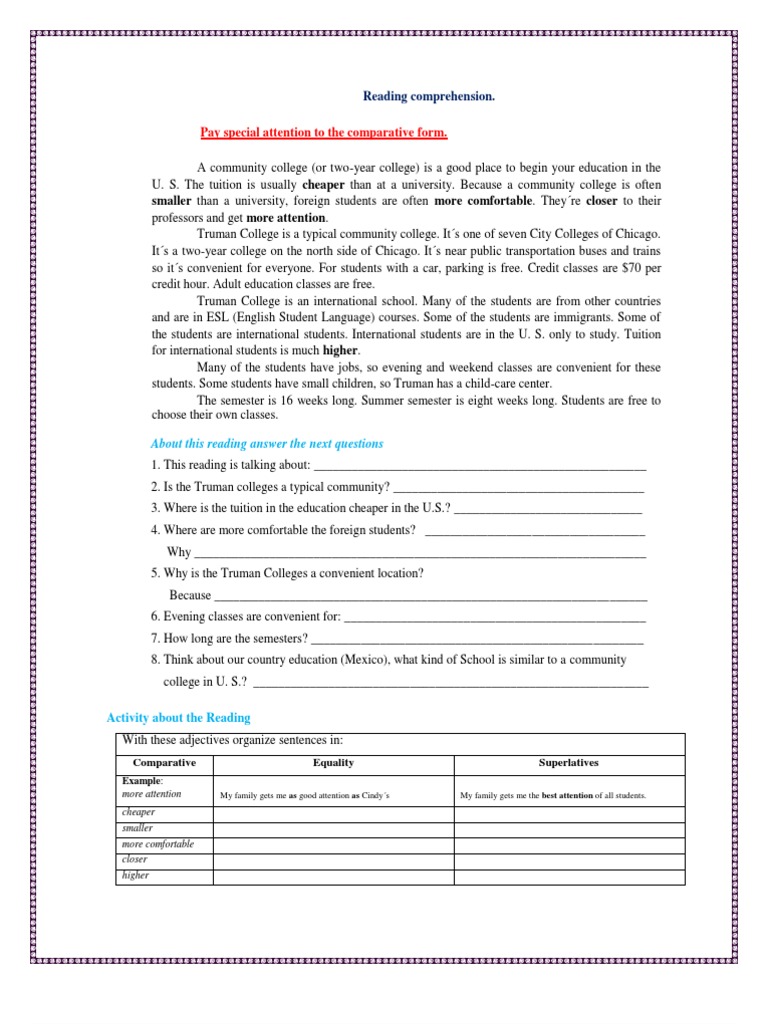 Reading Comprehension UNIT II | PDF