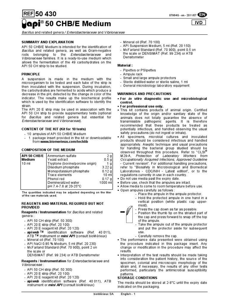 Om Biomerieux Test-Kits Ot-50430 Package Insert-50430 | PDF | Biology ...