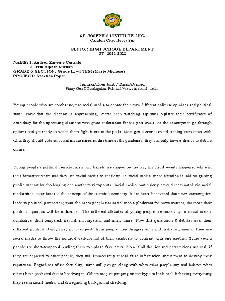 Pinoy Gen Z Bardagulan: Political Views in Social Media: You Scratch My ...