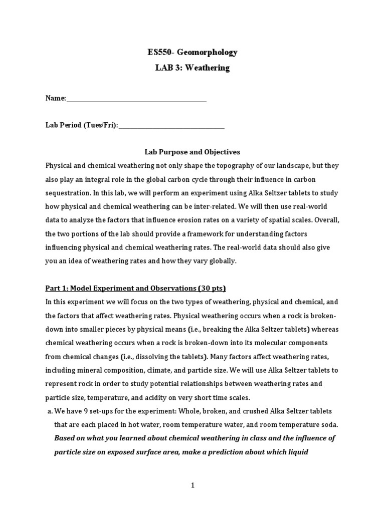 Weathering Rates Experiment Analysis | PDF | Solubility | Weathering
