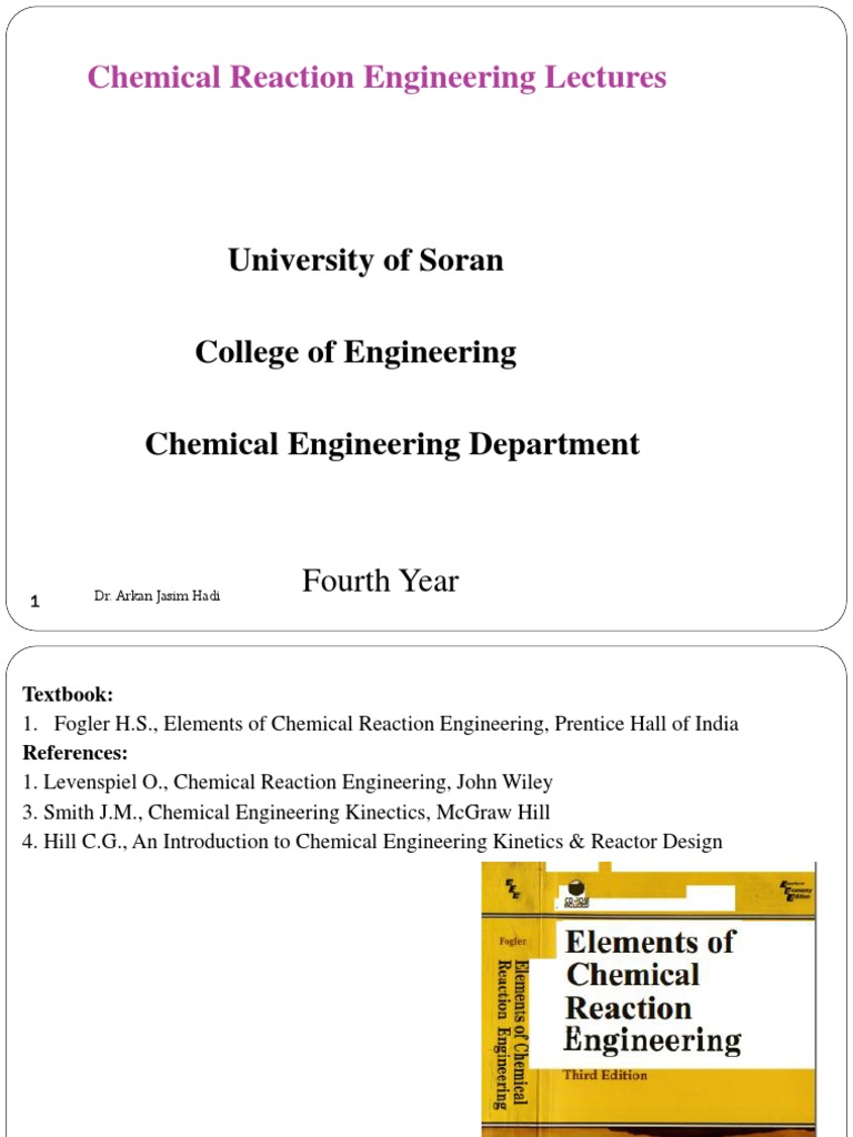 Chemical Reaction Engineering Lectures: University of Soran | PDF ...