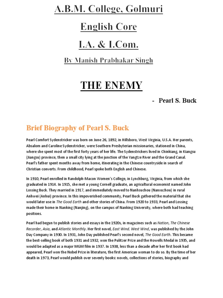 THE ENEMY (English Core) Class 12 I.A. & | PDF
