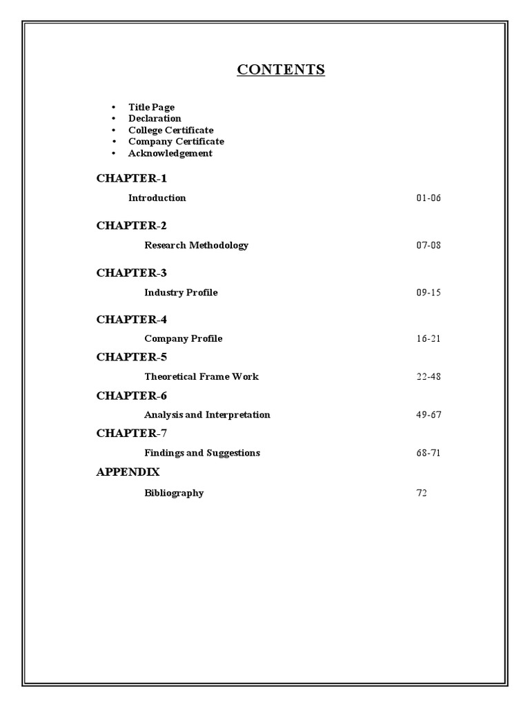 Chapter-1: Title Page Declaration College Certificate - Company Certificate Acknowledgement | PDF