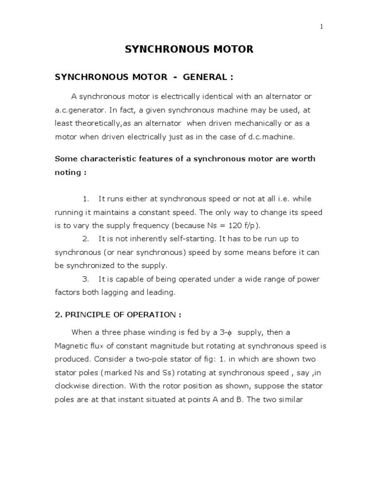 Synchronous Motor | PDF | Electric Motor | Electromagnetism