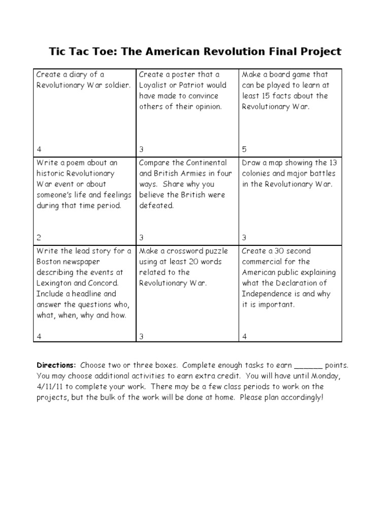 Revolutionary War Student Projects | PDF