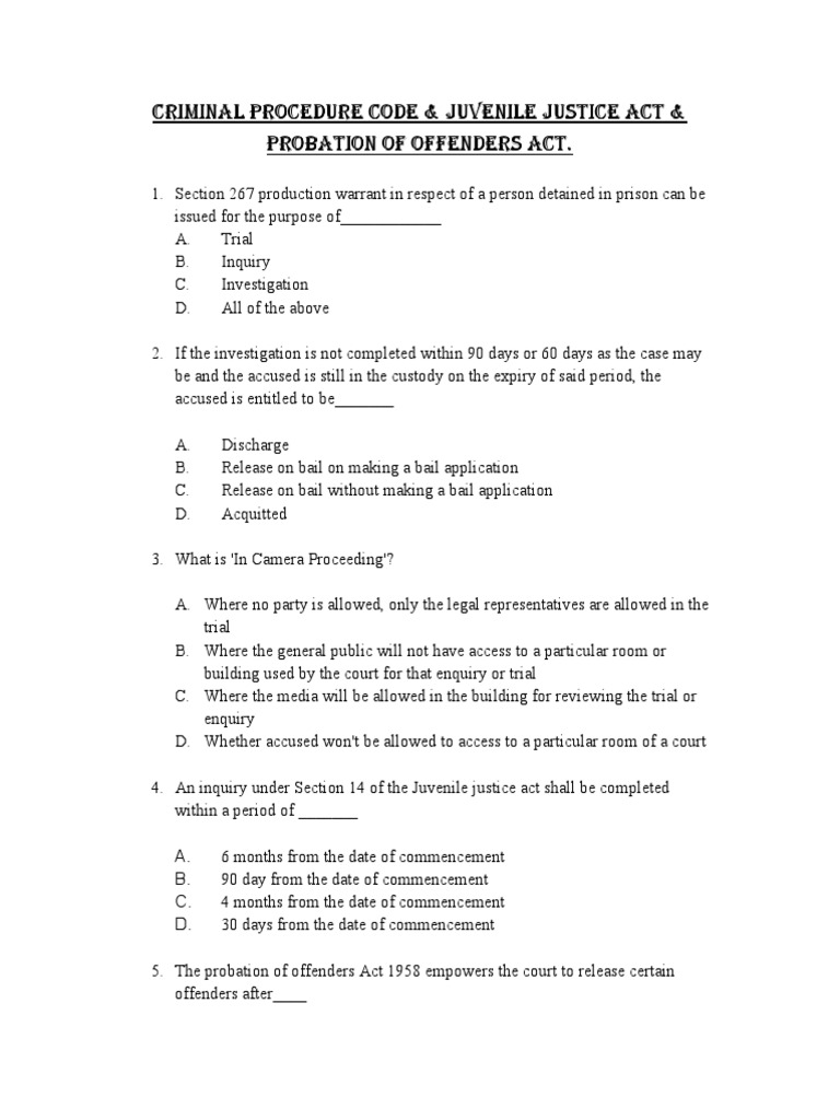 CRPC MCQs | PDF | Misconduct | Law Enforcement