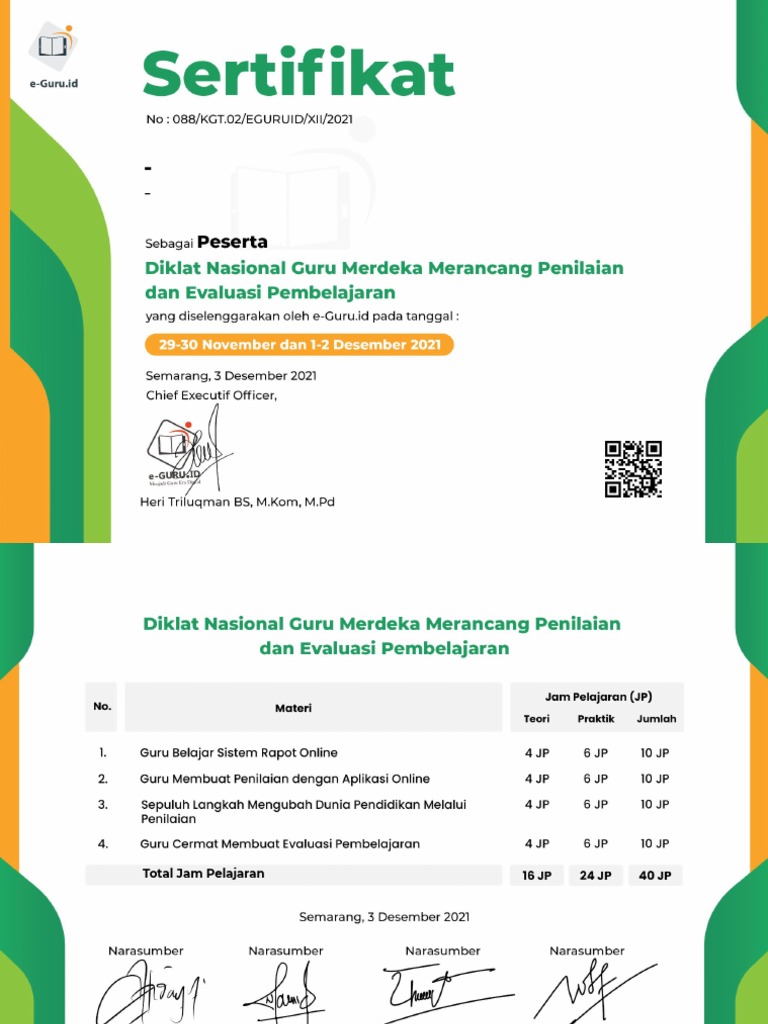 Sertifikat 40JP E-Guru - Id | PDF