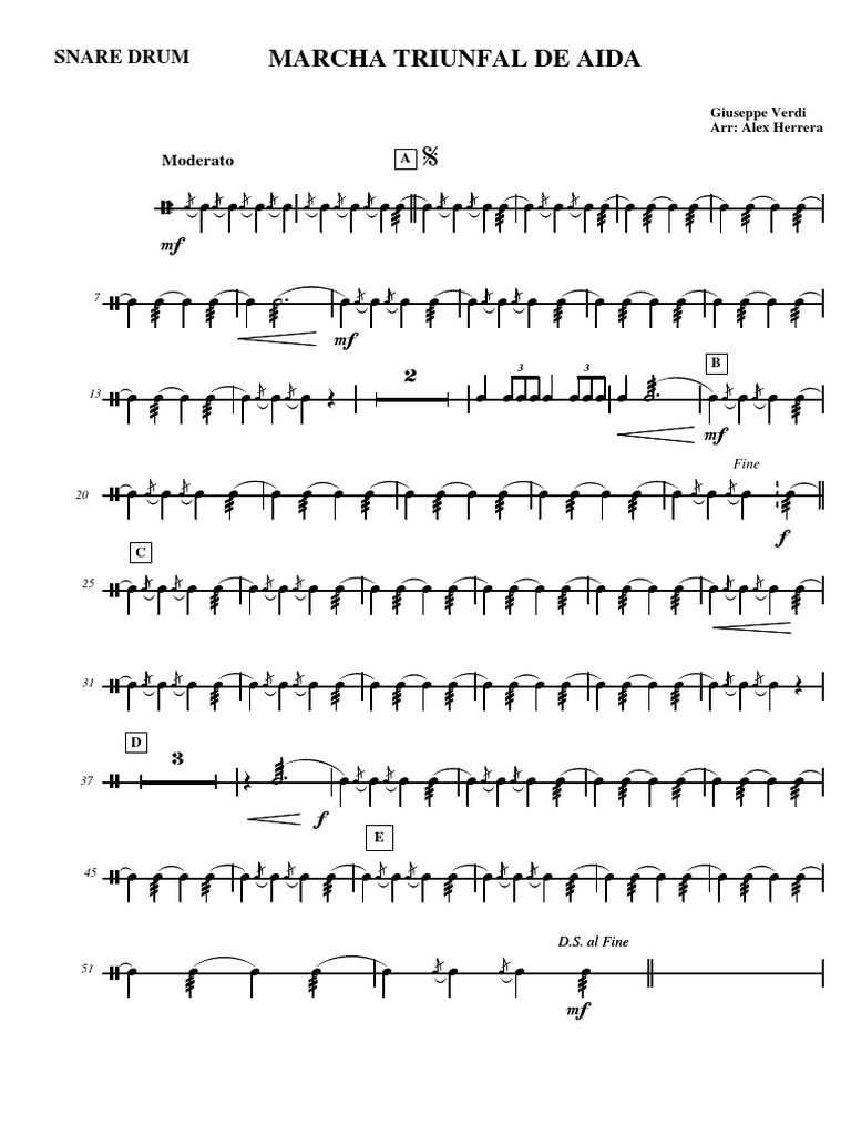 Marcha Triunfal Aida - Snare Drum | PDF