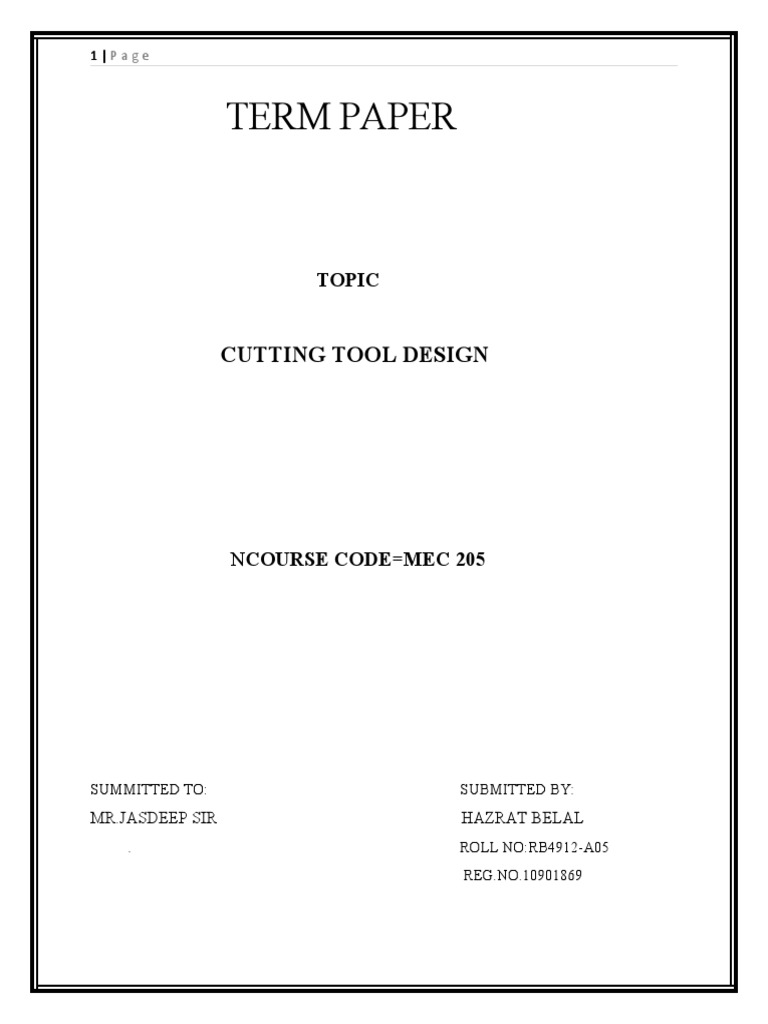 Cutting Tool Design | PDF | Conceptual Model | Design