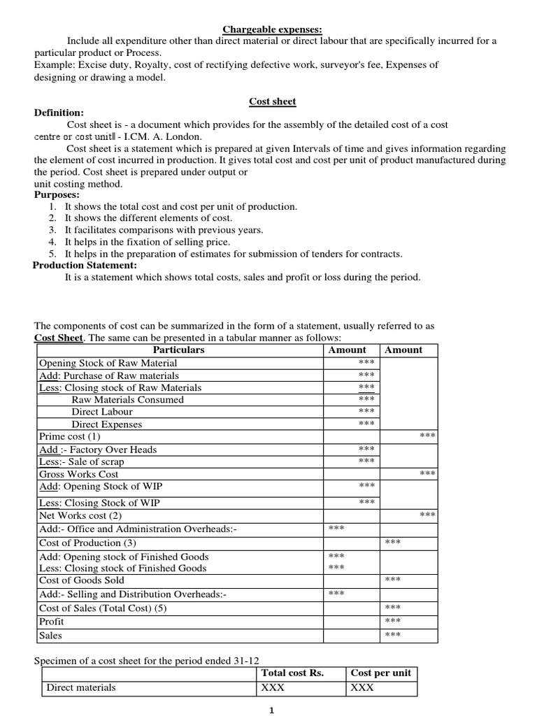 Chargeable Expenses | PDF | Cost Of Goods Sold | Cost