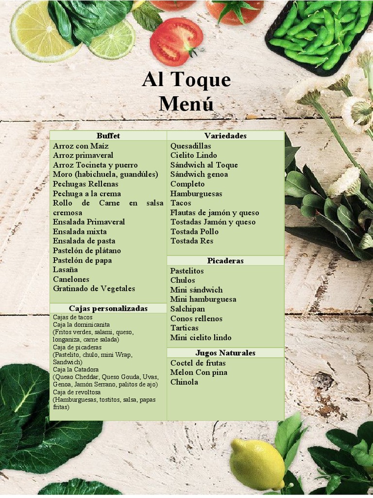 Al Toque Menu General | PDF