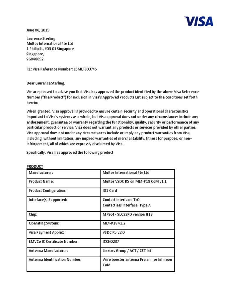 LoA VISA Multos ML4 DI | PDF | Emv