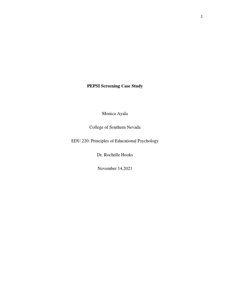 Pepsi Screening Essay | PDF | Adolescence | Healthy Diet