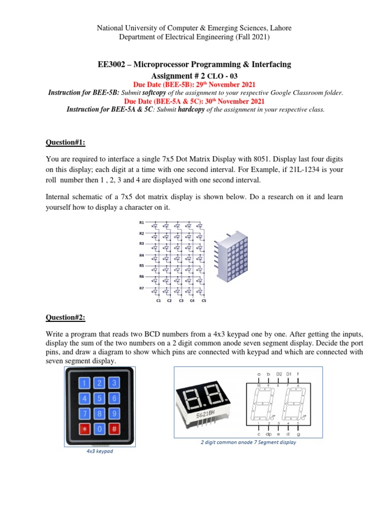 EE3002 - Microprocessor Programming & Interfacing Assignment # 2 | PDF