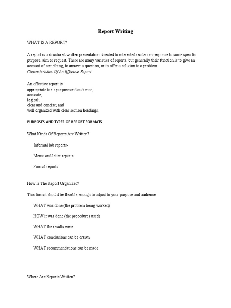 Report Writing: Characteristics of An Effective Report | PDF | Abstract ...