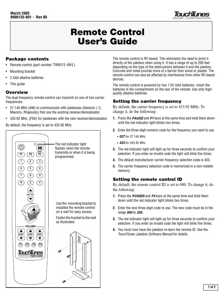 Remote Control User's Guide: Package Contents 700031-001) | PDF ...