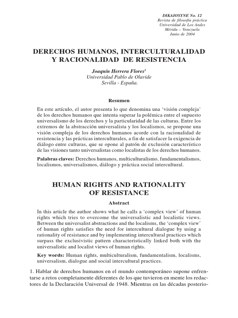 Derechos Humanos E Interculturalidad Pdf Migración Humana