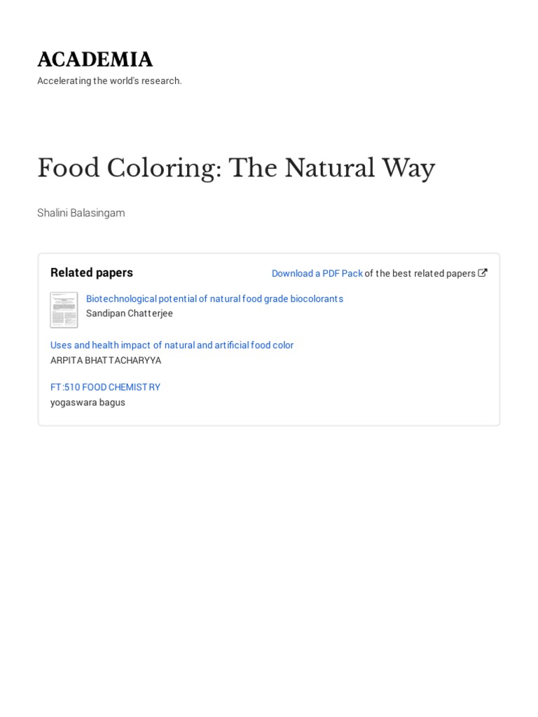 Food Coloring: The Natural Way: Related Papers | PDF | Chlorophyll | Foods