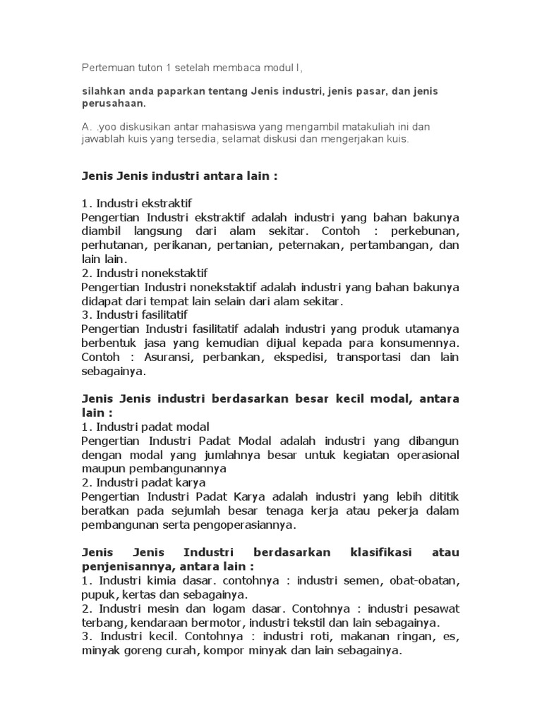 Jenis-Jenis Industri dan Pasar | PDF | Bisnis