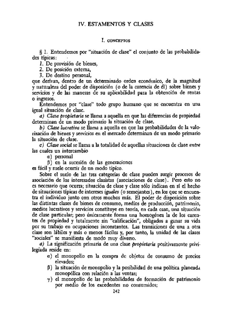 1 - Weber - Clase Estamento y Partido - Clase y Estamentos | PDF