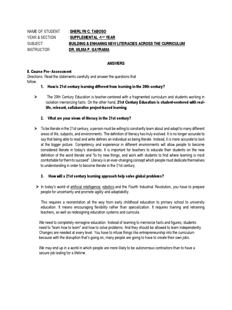 Answer Module 1 Sctaboso Prof - Ed. Bec1 Supplemental | PDF | Critical ...