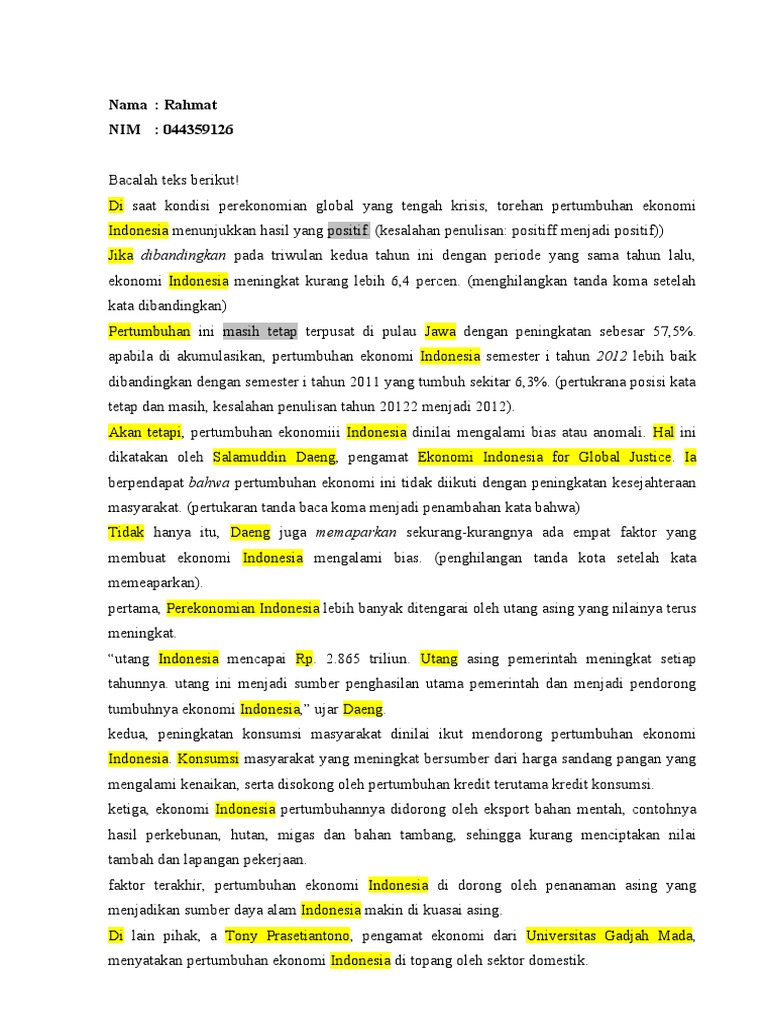 Rahmat - 044359126 - Tugas 3 Bahasa Indonesia | PDF | Ilmu Sosial