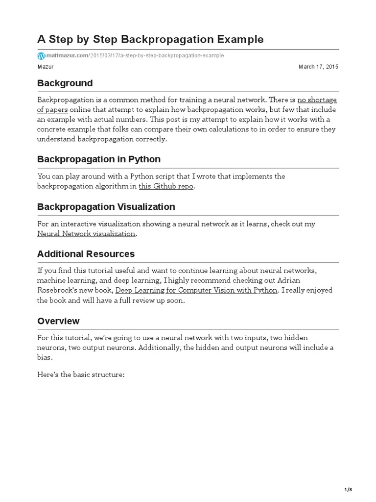 Step by Step Back Propagation | Download Free PDF | Artificial Neural ...