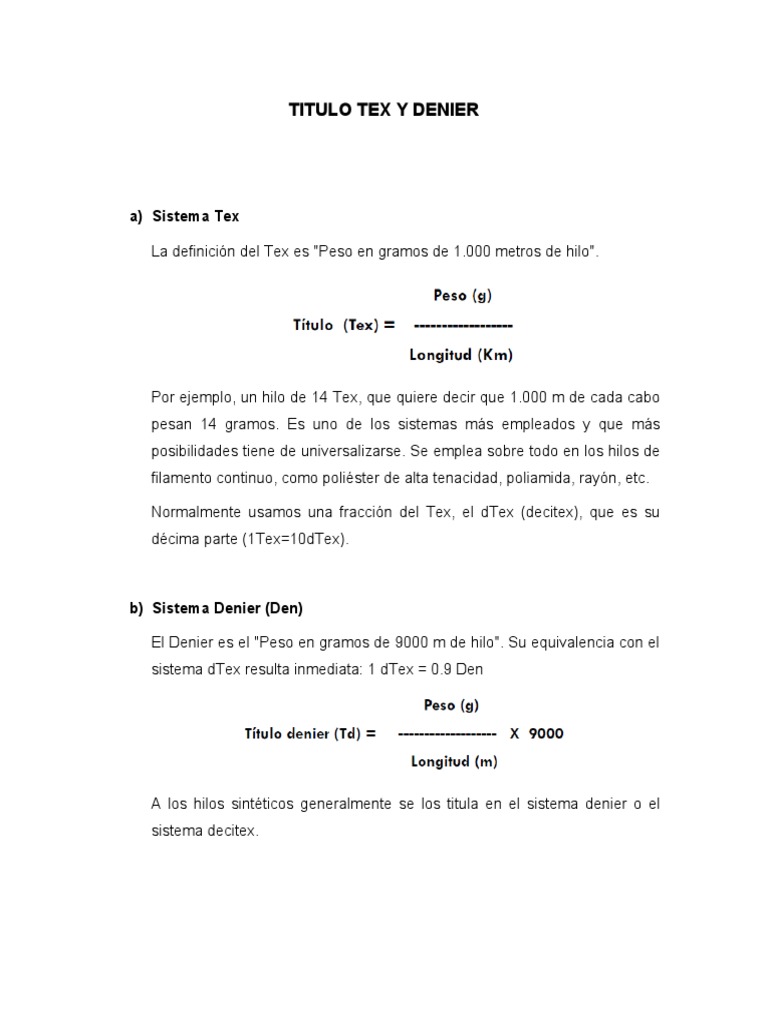 Titulo Tex y Denier | PDF