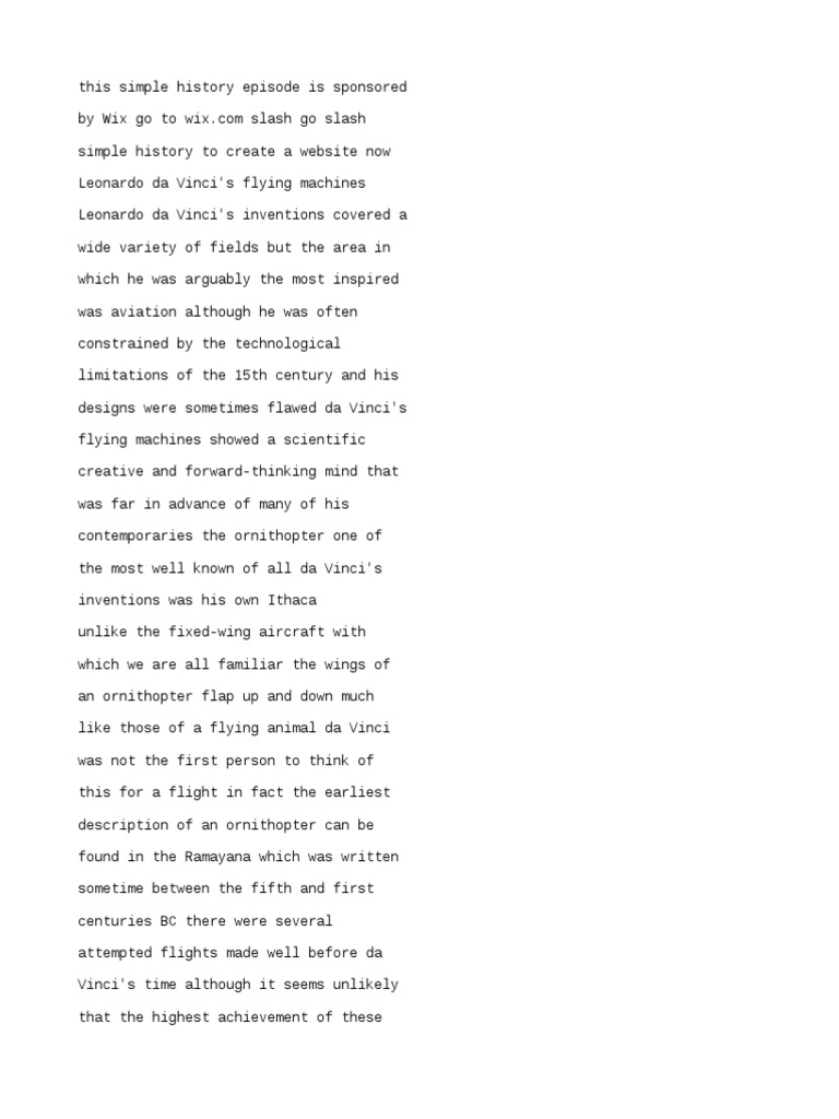 Da Vinci's Innovative Flying Machines | PDF | Flight | Leonardo Da Vinci