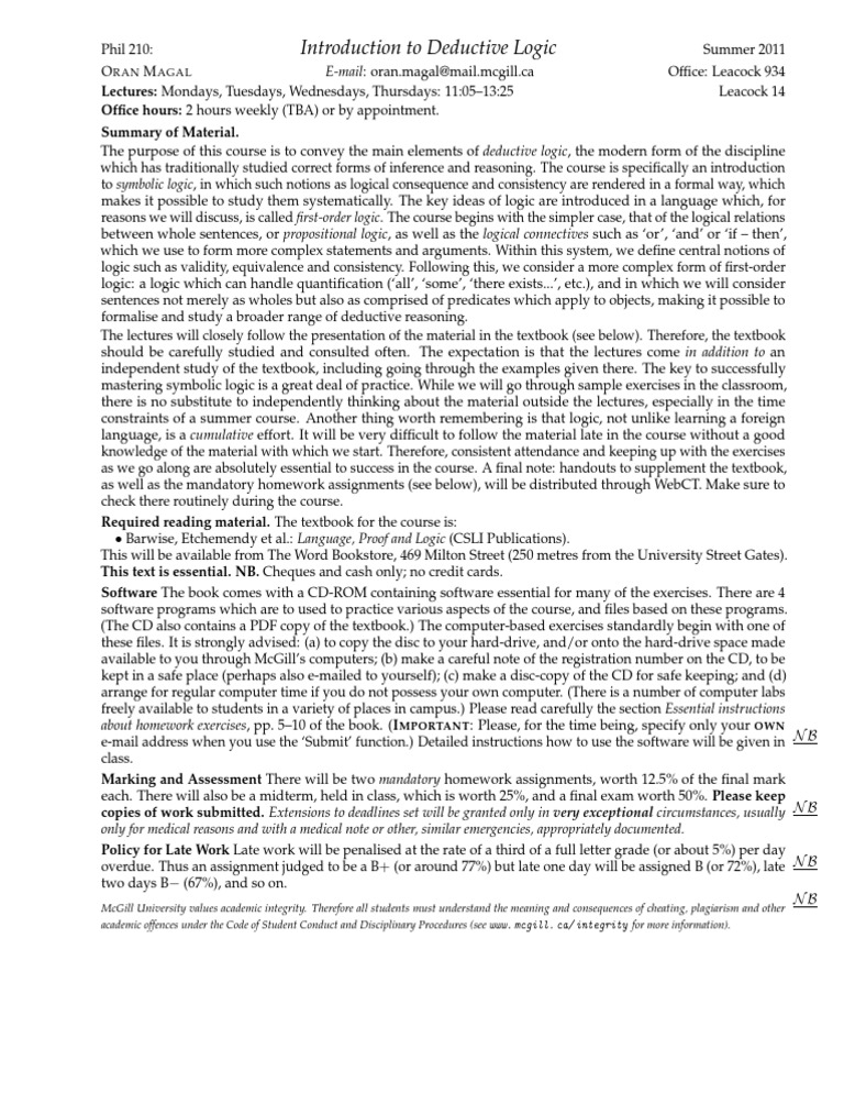 Intro Logic Description | PDF | First Order Logic | Logic