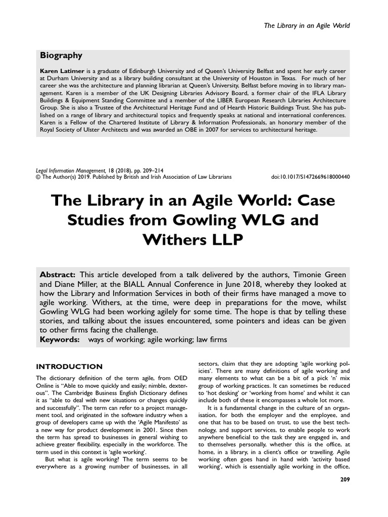 The Library in An Agile World Case Studies From Gowling WLG and Withers ...