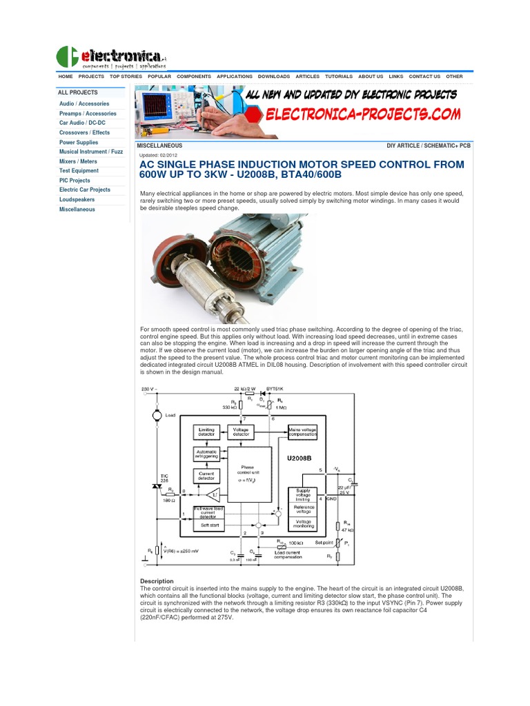 Ac Single Phase Induction Motor Speed Control U2008b PDF | PDF | Electric Motor | Electrical Network