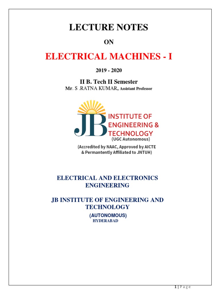 Electrical Machines 1 Notes | PDF | Electric Generator ...