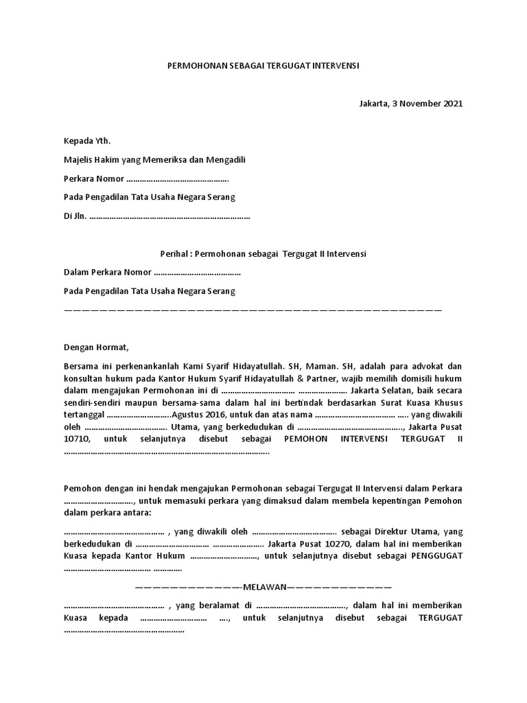 Contoh Gugatan Intervensi | PDF