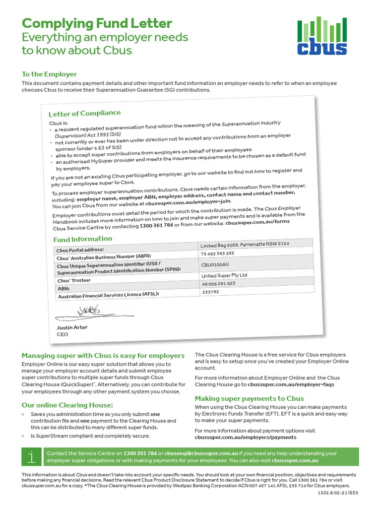 Complying Fund Letter: Everything An Employer Needs To Know About Cbus ...