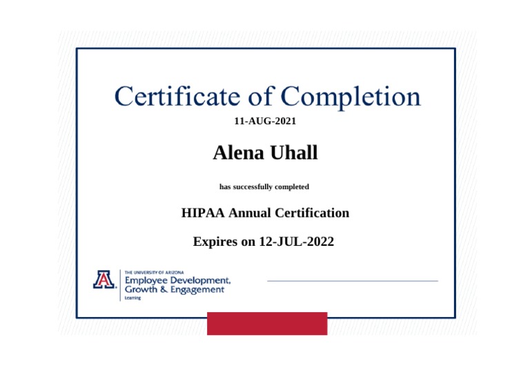 Hippa Certificate | PDF