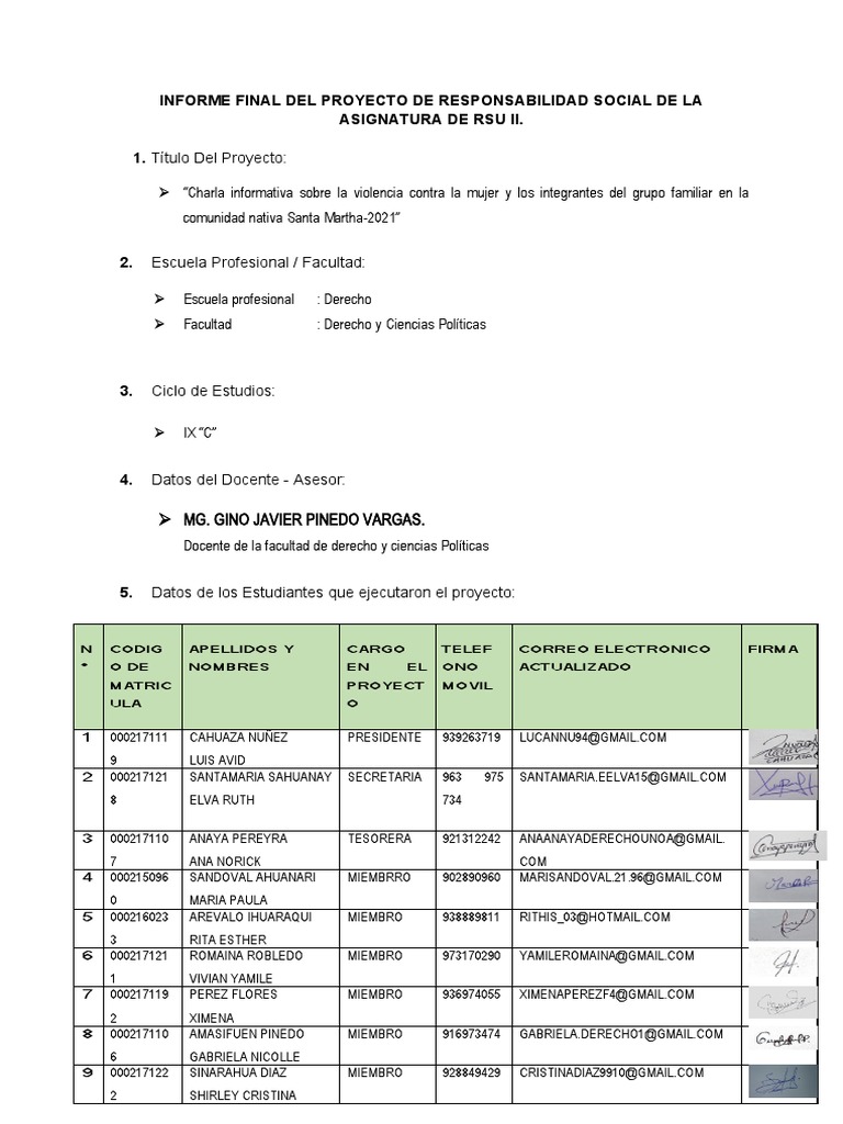 INFORME FINAL RESPO II - 1 - TERMINADO Si | PDF | Violencia doméstica | Violencia