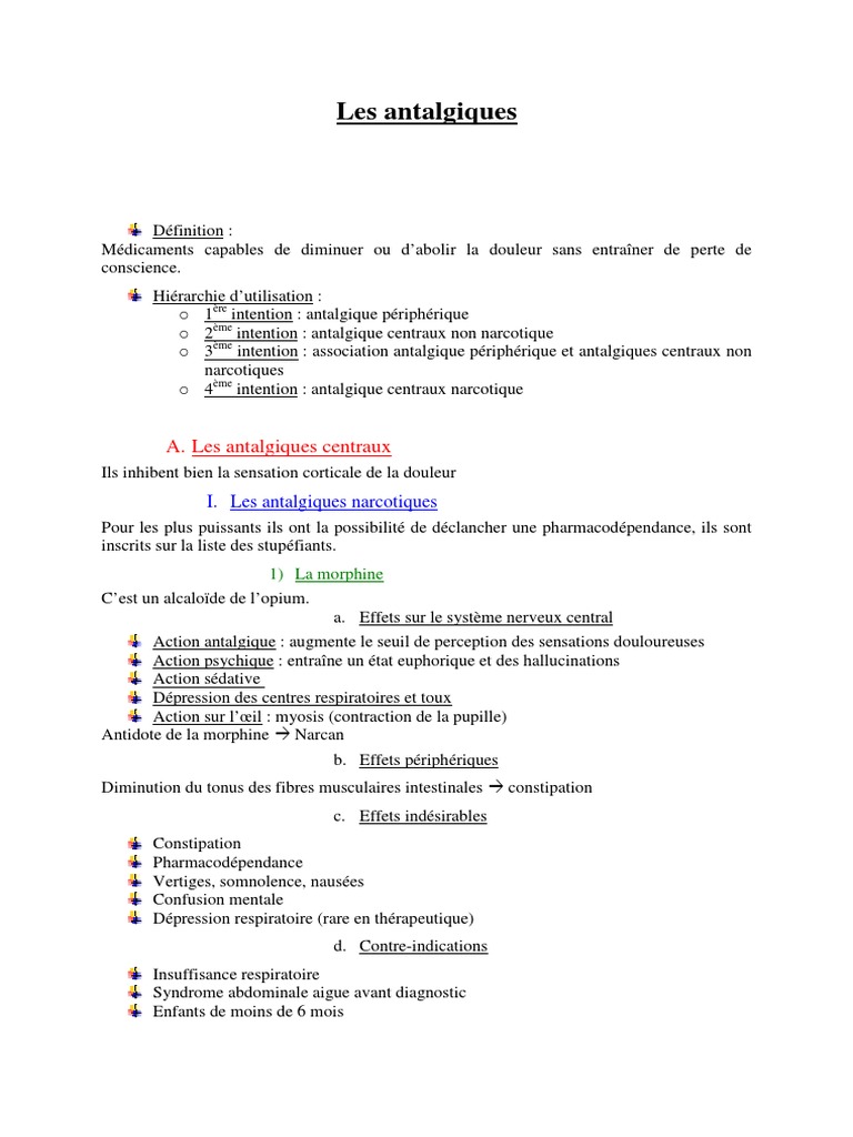 Guide complet sur les antalgiques | PDF | Morphine | Antalgique